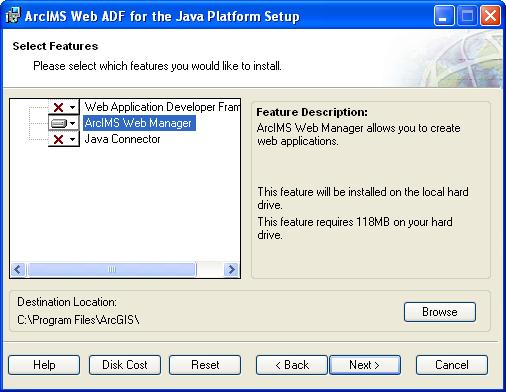 Installing ArcIMS Web Manager